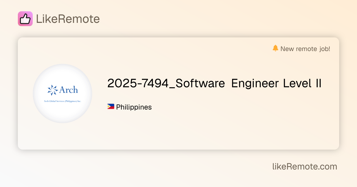 Remote 2025-7494_Software Engineer Level II at Arch Global Services ...