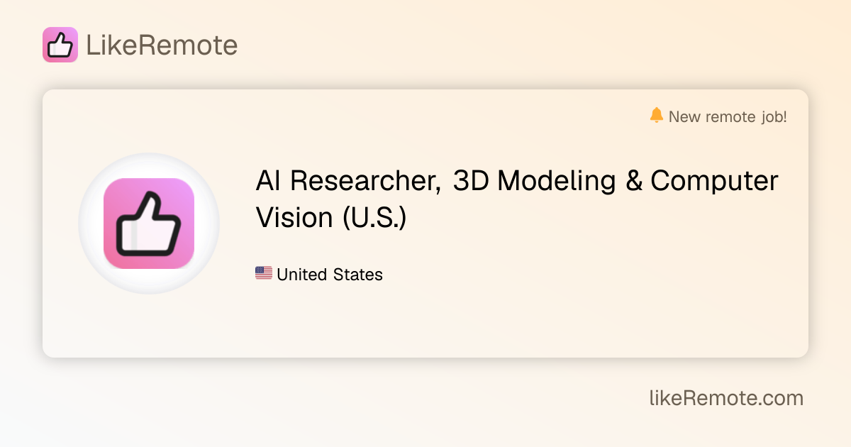 Remote AI Researcher, 3D Modeling & Computer Vision (U.S.) at AssetHub