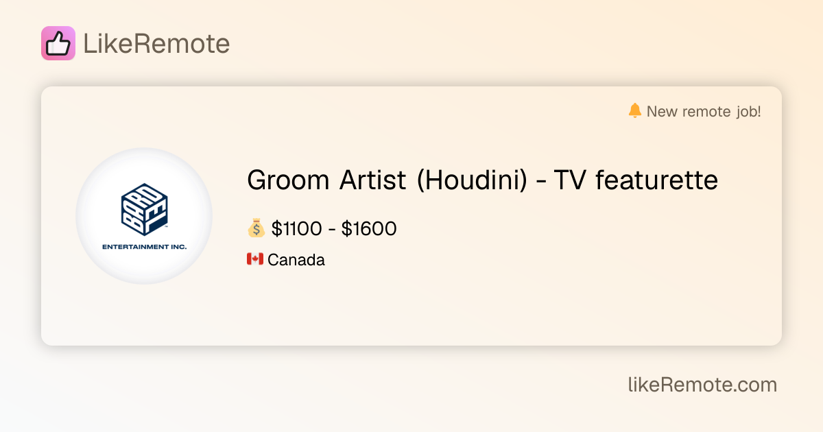 Remote Groom Artist (Houdini) - TV featurette at Bardel Entertainment
