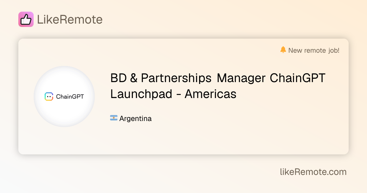 Remote BD & Partnerships Manager ChainGPT Launchpad - Americas at ChainGPT