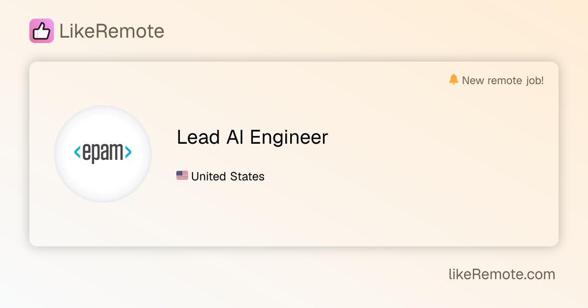 Remote Lead AI Engineer at Epam
