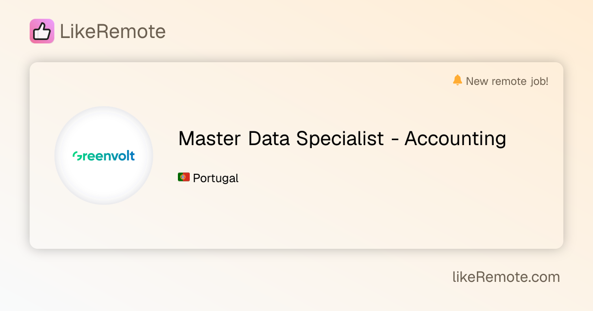 Remote Master Data Specialist - Accounting at Greenvolt