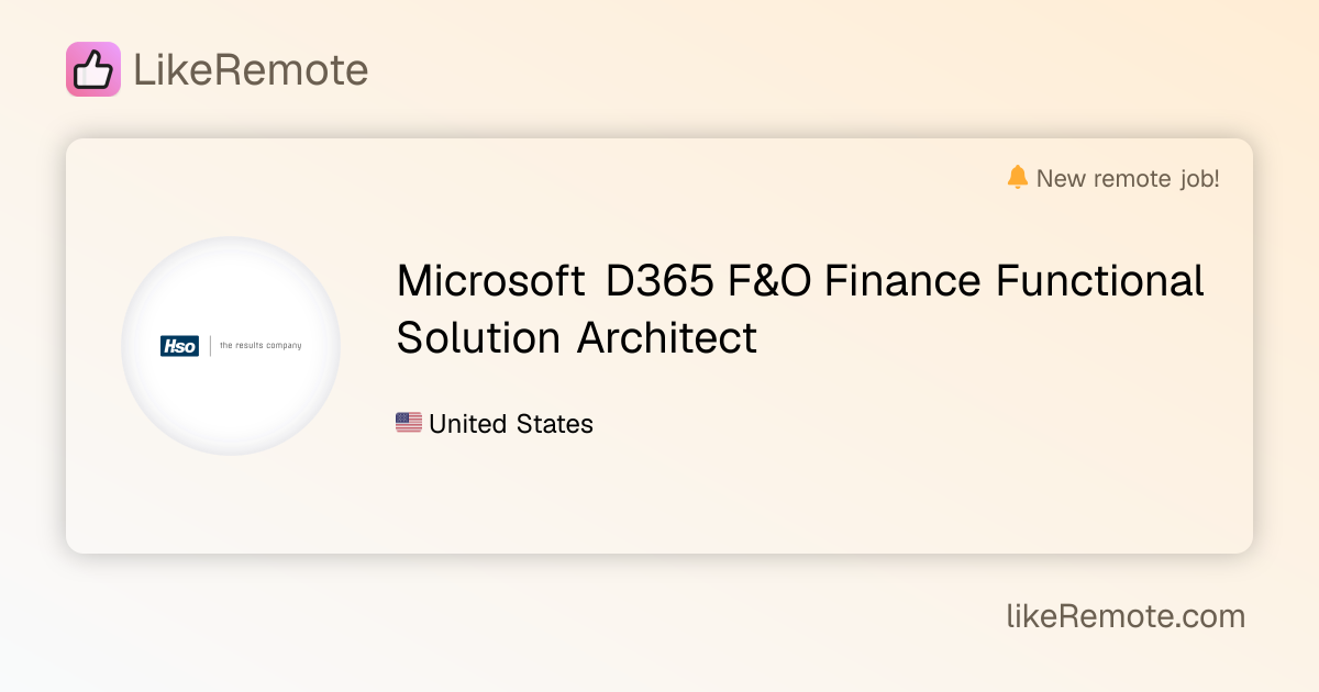 Remote Microsoft D365 F&O Finance Functional Solution Architect at HSO