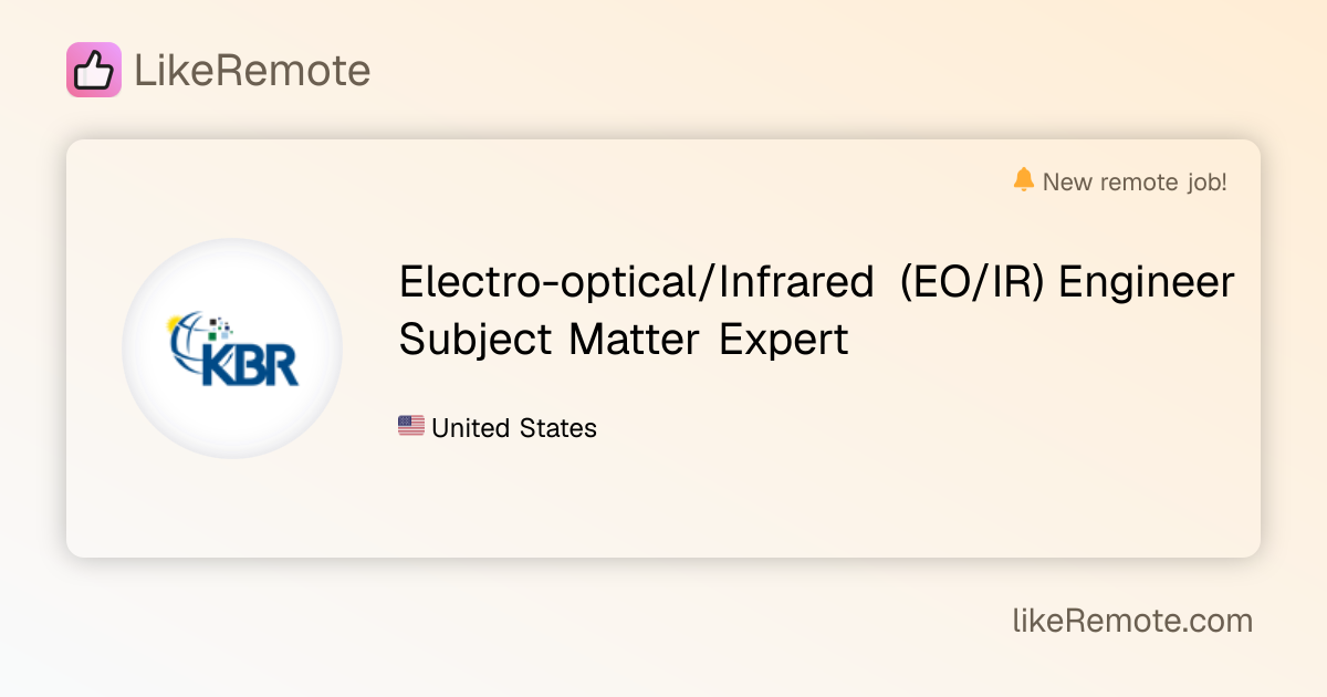Remote Electro-optical/Infrared (EO/IR) Engineer Subject Matter Expert ...