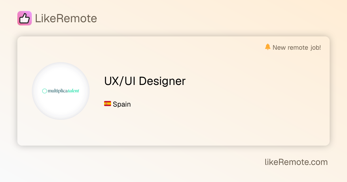 Remote UX/UI Designer at Multiplica Talent