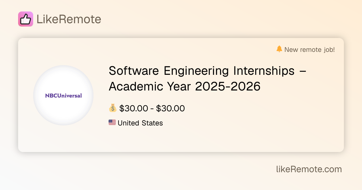Remote Software Engineering Internships – Academic Year 2025-2026 at ...