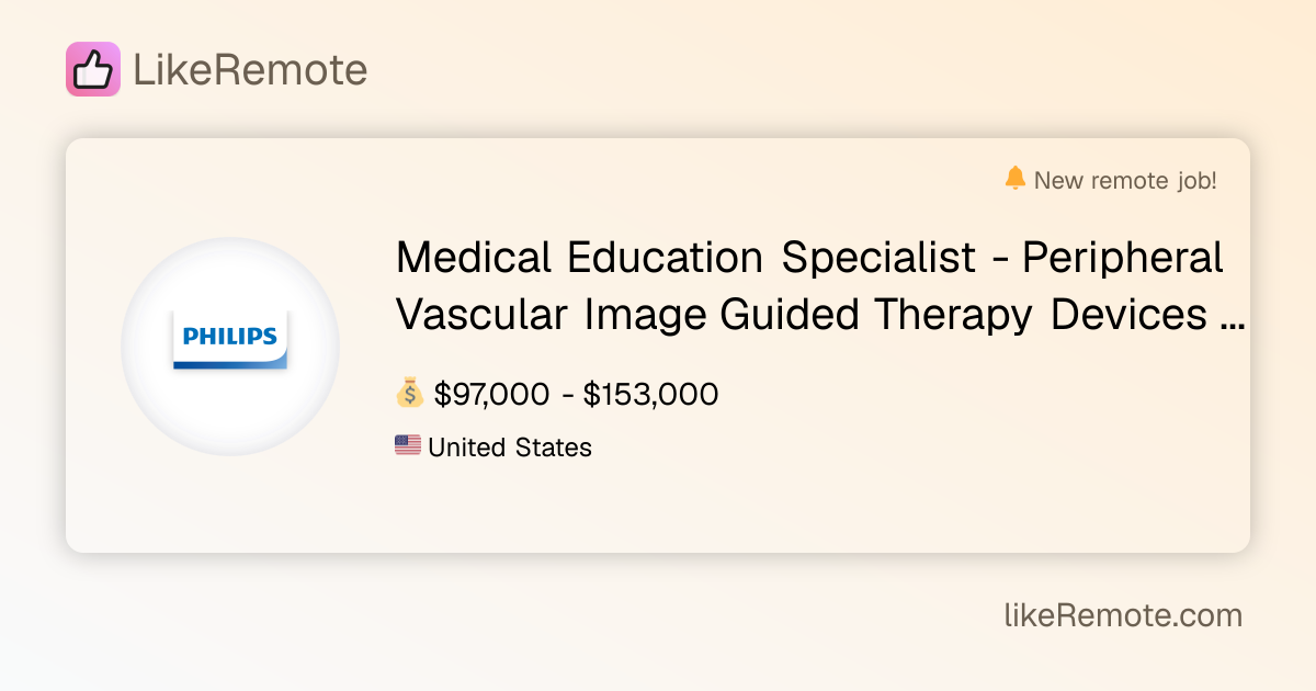 Remote Medical Education Specialist - Peripheral Vascular Image Guided ...