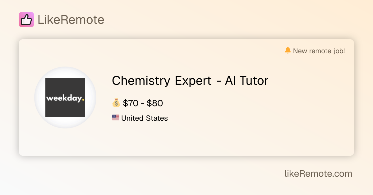 Remote Chemistry Expert - AI Tutor at Weekday
